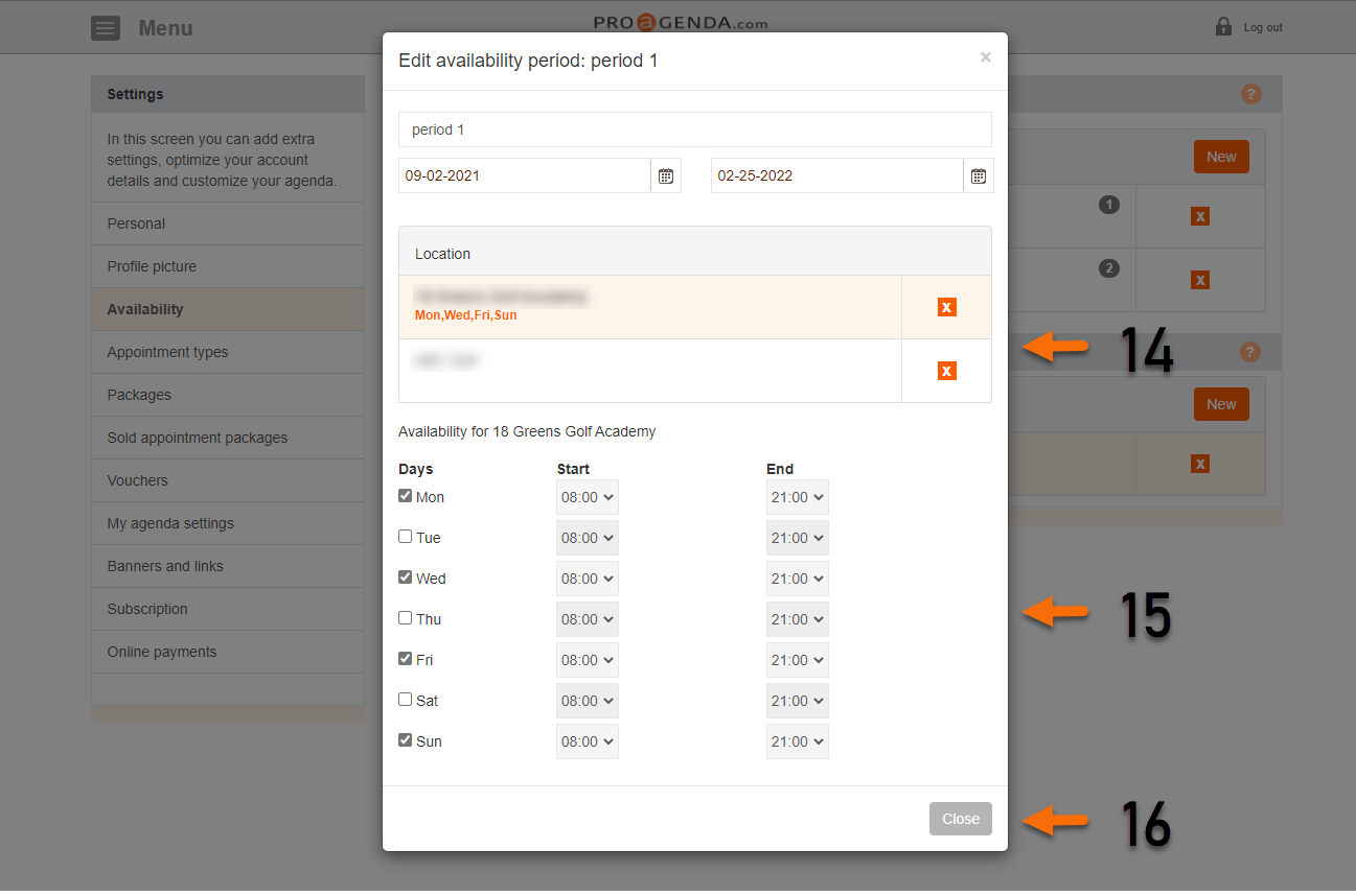 How do I set up availability for multiple locations?